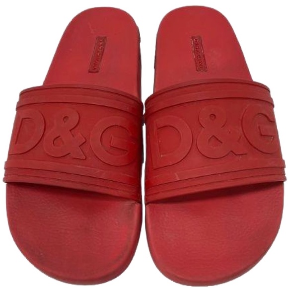 Dolce & Gabbana | Shoes | Dolce Gabbana Mens Red Rubber Slides Size 42 ...